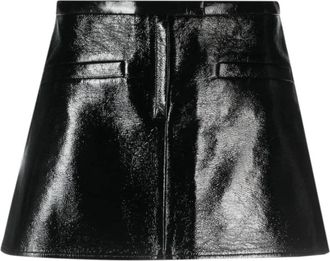Courr&egrave;ges Jupe Vinyle Mini Double Fente - Femme - Jupes - Noir - Taille: 38 FR