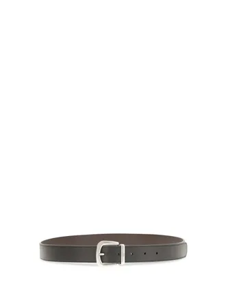 Valentino Garavani Mens Belt Reversible Black-Oak Brown Calf Leather Black/oak