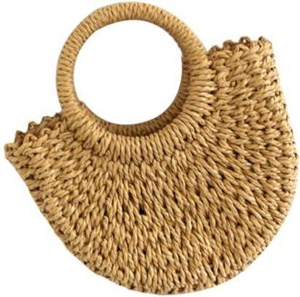 UPKOCH Sac de Plage Paille Tressée Demi-lune Grand Cabas Léger et Résistant Sac à Main Portable pour Femmes pour Organiser et Protéger Vos Affaires