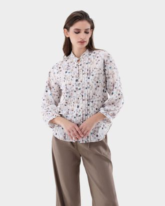 van Laack Stehkragenbluse mit Biesen an der Vorderseite