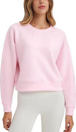 CRZ YOGA Femmes Sweat-Shirt &agrave; col Rond &Agrave; Manches Longues Entra&icirc;nement D&eacute;contract&eacute; Pull Tops Basique Automne Sweat-Shirts Rose Fraise 40