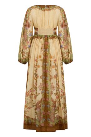 Zimmermann Womens Long Puff-Sleeve Dress Beige Cotton