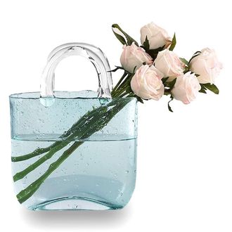 Candora Glasvasen f&uuml;r Dekoration, kreative Blasen, Handtasche, Blumenvase, Desktop-Glaskorb, Vase, Mini-Kristall-Aquarium f&uuml;r Tischdekoration, K&uuml;che, B&uuml;ro, Wo