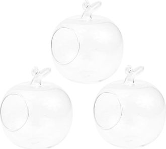 Lurrose 3 Stück Teiliges Apfelförmiges Glas Hydroponik Vase Transparenter Tischpflanzenhalter für Wasserpflanzen Moos Dekorationsflasche für Büro und Zuhause