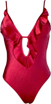 Miss Bikini Femme, Maillots de bain, Rouge, Taille: 40 FR Une-Pi&egrave;ce Volant&eacute;