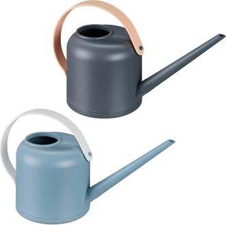 Relaxdays Gießkanne Zimmerpflanzen, 2er Set, 1,7 l, Kunststoff, Blumengießkanne für Zimmerpflanzen, Langer Hals, bunt