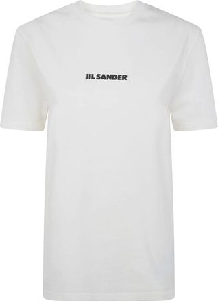 Jil Sander Femme, Tops, Blanc, Taille: 38 FR T-shirt en coton &agrave; col rond