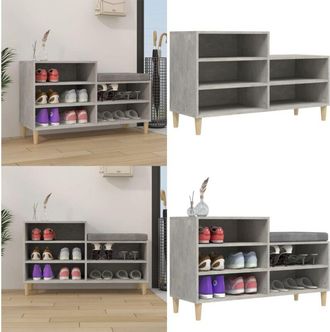 vidaXL Vidaxl - Schuhregal Betongrau 102x36x60 cm Holzwerkstoff - Schuhschrank - Schuhregal - Garderobe - Einbauschrank - Wohnzimmermöbel - Home & Living