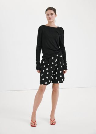 Mango Shorts en lyocell &agrave; pois noir - Femme - 36 - MANGO