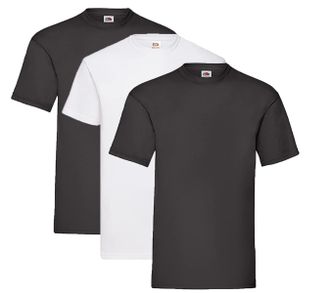 Fruit Of The Loom Classic T-Shirt Value Weight auch Farbsets S M L XL XXL 3XL 4XL 5XL Value Weight (3XL, 2X Schwarz + 1x Weiss + 1HL Kauf Notizblock)