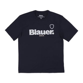 Blauer Polyester T-Shirt mit Logo-Druck - - Tops - Herren - Blau - 2XL