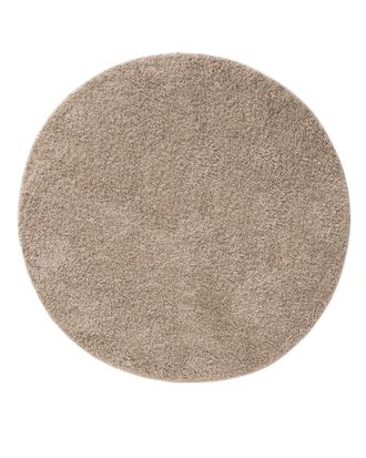 benuta Basic Hochflorteppich Soho - beige &oslash; 200 cm rund - Kuschelig Weicher Teppich im Minimalistischen Look - Pflegeleicht - Fu&szlig;bodenheizung Geeignet