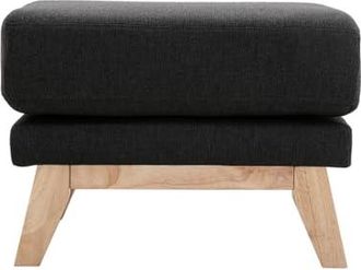 Miliboo Pouf Repose-Pieds déhoussable scandinave en Tissu Gris foncé et Bois Clair Oslo