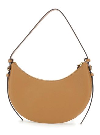 Tory Burch Womens Shoulder Bag Romy Half Moon Beige Cowhide Leather