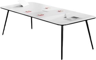 Generic Rechteckiger Konferenztisch (160 cm L x 80 cm B) f&uuml;r 6 Personen, mit Kabeldurchf&uuml;hrung und Metallgestell. Ideal f&uuml;r B&uuml;ros, Computerr&auml;ume und Besprechu