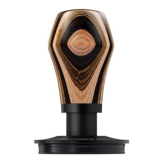 Normcore Espresso-Tamper V4.1, federbelasteter Kaffeestampfer, kompatibel mit 58 mm Siebtr&auml;gerk&ouml;rben, Titan-PVD-Beschichtung, flacher Boden, bunter Holzgriff, 