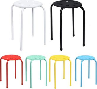 Costway Stapelhocker 6er Set, stapelbare Metallhocker, Esszimmerhocker, Hocker f&uuml;r Zuhause, B&uuml;ro, Klassenzimmer, 44,5 cm Sitzh&ouml;he (Bunt) - Costway