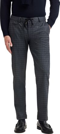 Bugatti Herren Chino 4036-86846D Slim Fit Glencheck-Karo Flexcity Jersey Stretch Kordelzug moderner Look hoher Komfort