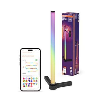 Osram Smarte LED-Eck-Tischleuchte, 7.5W, mit Magic RGB f&uuml;r diverse Farben und Lichteffekte, schwarz, mit Fernbedienung, IP20, LED nicht austauschbar, dimmba