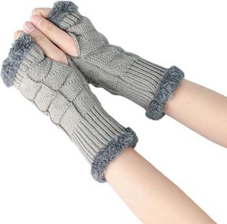 Generic Gants dhiver en tricot pour femme, mitaines longues, chauffe-mains, chauffe-mains pour femmes, mitaines dhiver, B05, taille unique