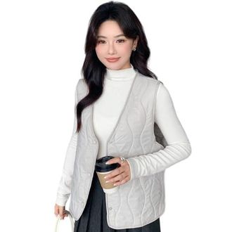 Generic Gilet l&eacute;ger pour femme - Automne et hiver - Mode ample et chaud - Col en V, gris, XL