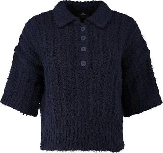 Mr. Mittens Femme, Pulls, Bleu, Taille: 36/38 FR Clara Buttoned Knit Polo