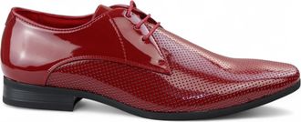 Infinity Leather Rote formelle Schnürschuhe mit spitzer Spitze für Herren