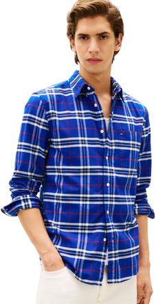 Tommy Hilfiger Herren Hemd Brushed Oxford Check Regular Fit, Mehrfarbig (Wedge Blue/Check), M