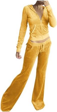 Generic Ensemble de surv&ecirc;tement pour femme en polaire &agrave; manches longues avec sweat-shirt et pantalon de jogging - Tenue 2 pi&egrave;ces - Tenue de d&eacute;tente pour femme