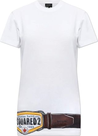 Dsquared2 Femme, Tops, Blanc, Taille: 40 FR Logo T-Shirt