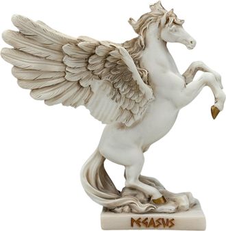 Generic Pegasus gefl&uuml;geltes Pferd, Mythologie, griechische Statue, graue Patina, gegossenes Marmor-Dekor, 18 cm
