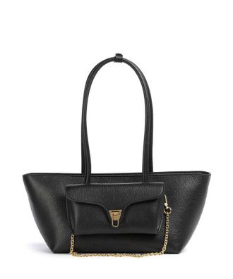 Coccinelle Womens Shoulder Bag Black Grained Leather - Shoulder-Bags