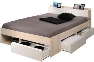 Parisot 1530L260 Lit CUBA Panneaux de particules Acacia Clair/Blanc 170 x 220 x 79,5 cm