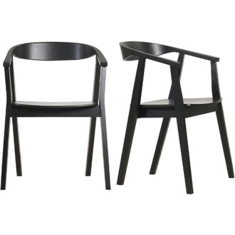 Miliboo Schwarze Design-St&uuml;hle aus Holz (2er- Set) BAHIA