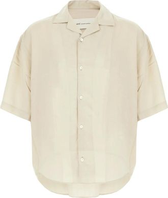 Ami Homme, Chemises, Beige, Taille: S Chemise Broderie Manches Courtes