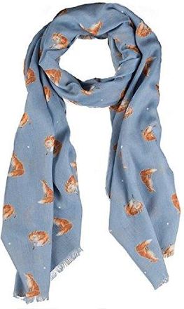 Wrendale Designs Hannah Dale - &Eacute;charpe - 70 cm par 190 cm, Bleu - Renard, 70cm x 190cm
