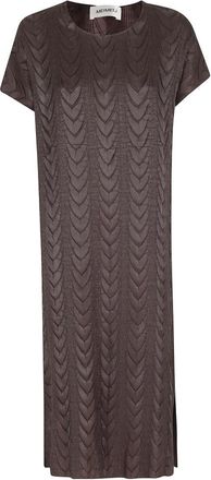 Meimeij Femme, Robes, Brun, Taille: 38 FR Robe Midi Pliss&eacute;e