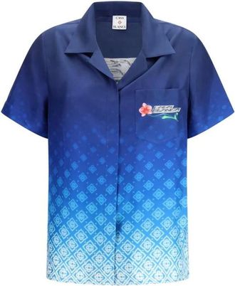 Casablanca Femme, Blouses et Chemises, Bleu, Taille: 40 FR Chemise Polo en Soie au Design Classique