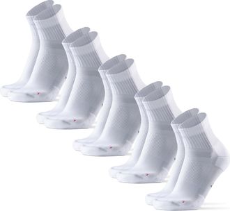 Danish Endurance Quarter Laufsocken, 5 Paar Knöchelhohe Sportsocken, Atmungsaktiv, Unisex, für Damen & Herren, Weiß, 43-47