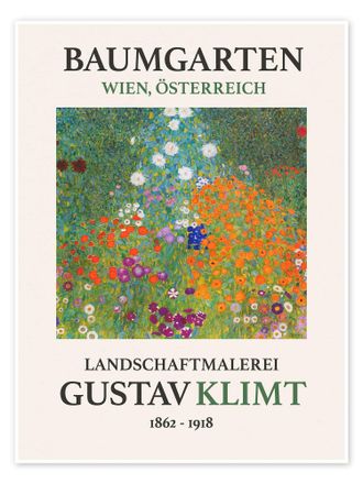 Posterlounge Bauerngarten, Baumgarten Edition Poster von Gustav Klimt 13 x 18 cm Grün Wandbilder Wanddeko