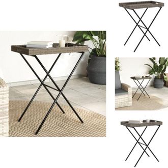 vidaXL Tabletttisch Klappbar Grau 65x40x75 cm Poly Rattan - Gartentisch - Outdoor Tisch - Klappbarer Tisch - Polyrattan Tisch - Esszimmerset