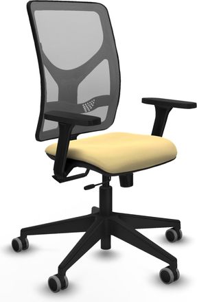 Piqueras y Crespo Stuhl mit leisen Rollen, 3D-Arme, h&ouml;henverstellbare Lendenwirbelst&uuml;tze, ausgestattet mit Syncro/Traslack und Schneideschaum, Grau/Cremefarben