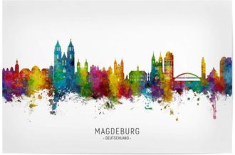 artboxONE Poster 30x20 cm St&auml;dte Magdeburg Germany Skyline txt - Bild magdeburg City Cityscape