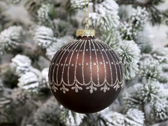 Chic Antique Weihnachtskugel Kugeln, Tropfen, Zapfen, Anh&auml;nger,Antik Glaskugel m.Muster Vintage Christbaumkugel Weihnachten X-Mas versch. Gr&ouml;&szlig;en und Formen Skan De
