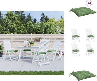 vidaXL Stuhlkissen 4 Stk. Blattmuster 50x50x7 cm Stoff - Gartenkissen - Sitzkissen - Polyesterkissen - Wasserfeste Kissen - Rutschfeste Kissen