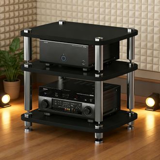 Generic HiFi Regal 4-stufiger AV-Medienst&auml;nder, Stereoschrank, Videokomponentenschrank, Audio-Rack-Tower for DVD-Player, Spielekonsole, TV-Box, WLAN-Router(Sc