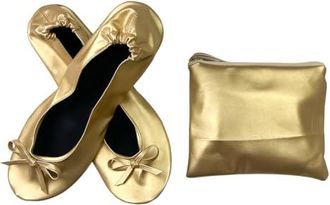 Minetom Ballerines Pliables Femmes Filles Confortable Pantoufle de Ballet Décontractées Plates Flats Danse Chaussures avec Sac A Or 38/39 EU