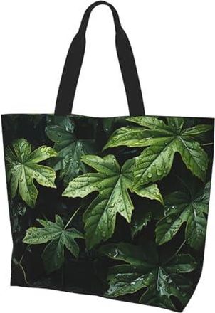 Generic Motif De Feuilles Vertes Sac Fourre-Tout Pliable Tote Bag D&eacute;contract&eacute; Sac A Main Femmes Pour Travail Shopping Quotidienne