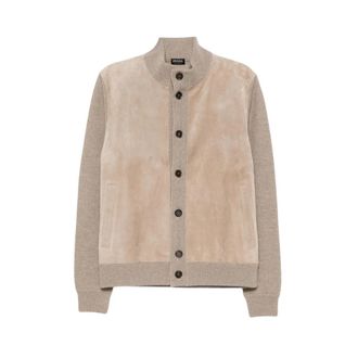 Ermenegildo Zegna Strickjacke aus Kaschmir mit Wildlederfront - - Knitwear - Herren - Beige - 2XL