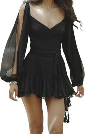 Generic Sexy Off Shoulder Mini Dress Women Long Sleeve Female Dresses Summer Fashion Party Club Holiday Beach Leisure